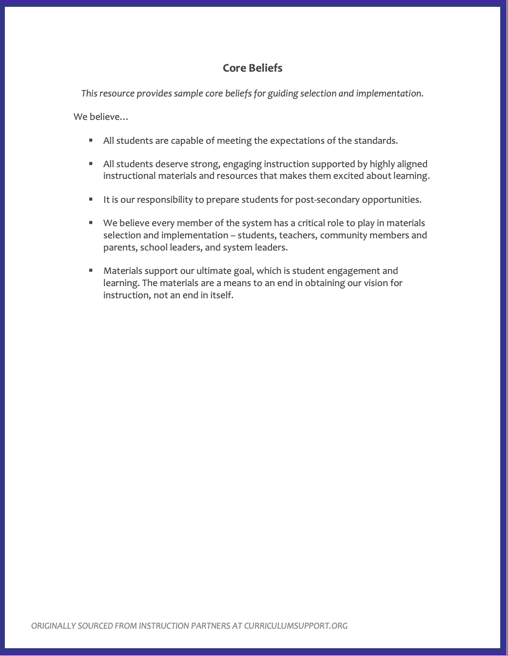 Vision Setting: A Can’t-Miss Step for Curriculum Implementation ...